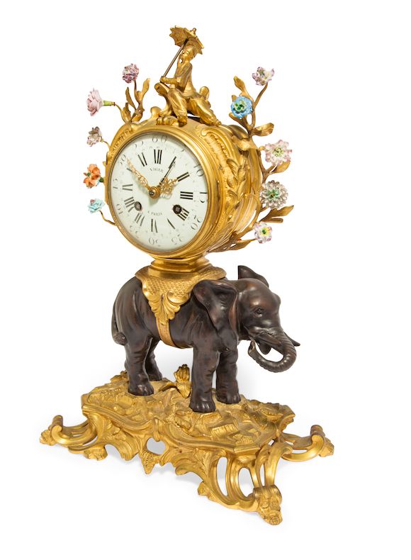 Bonhams : A fine and rare Louis XV porcelain, ormolu and patinated ...