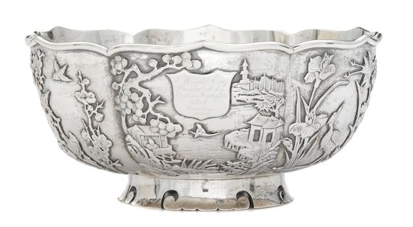 Bonhams : A Chinese Export silver footed bowl by Sing Fat, Canton ...
