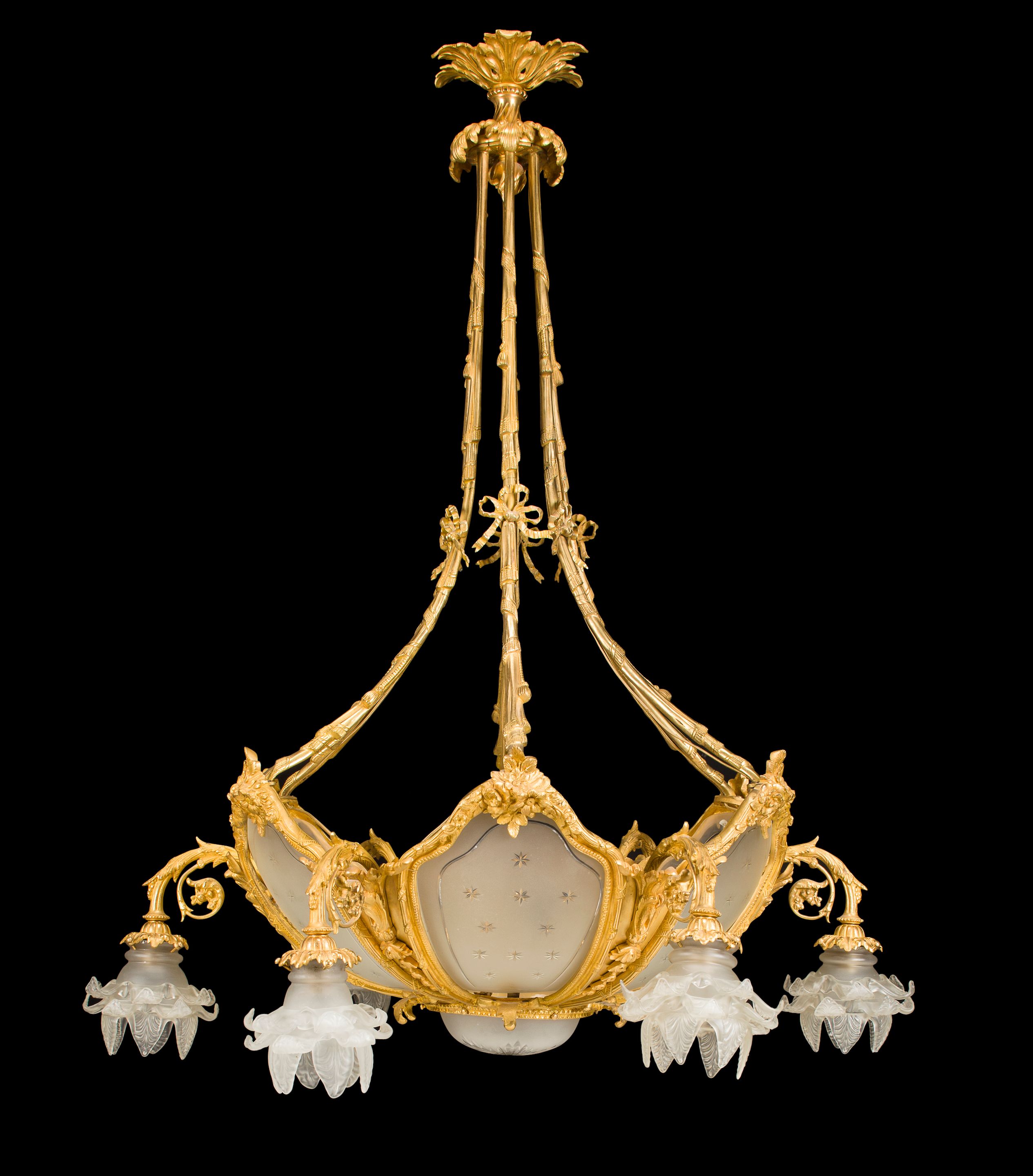 Bonhams : A French Belle Epoque gilt bronze and frosted glass six-light ...