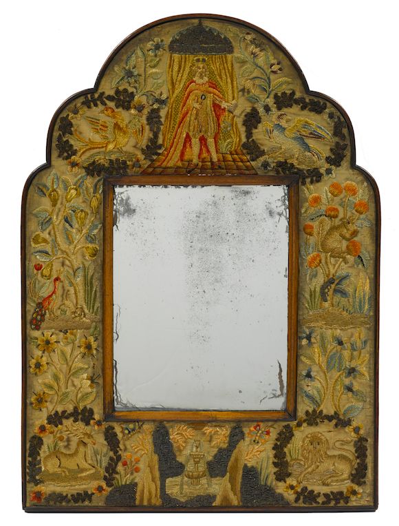 Bonhams : A Continental Baroque silk and metallic thread needlework ...