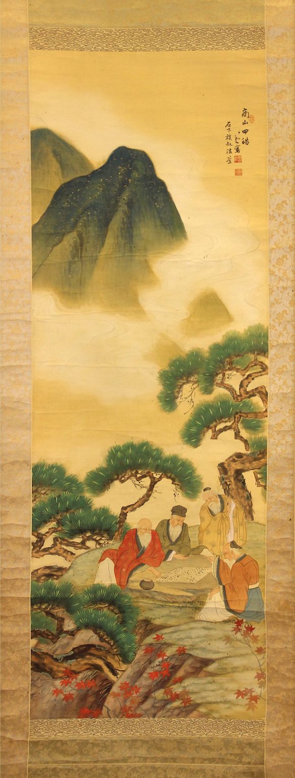Bonhams : Nihonga School Scholars in a Landscape 20th century