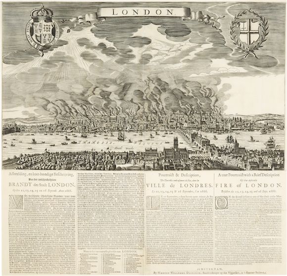 Bonhams : FIRE OF LONDON. A True Pourtraict with a Brief Description Of that Deplorable Fire of ...