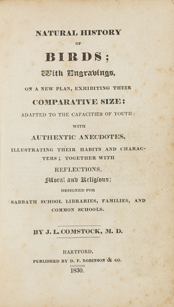 Bonhams : COMSTOCK, JOHN LEE. 1789-1858. Natural History of Birds ...
