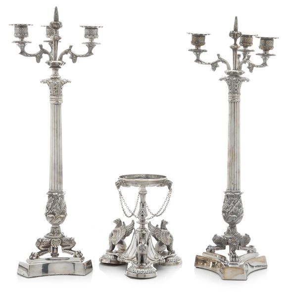 Bonhams : An assembled Victorian silverplate three-piece table ...