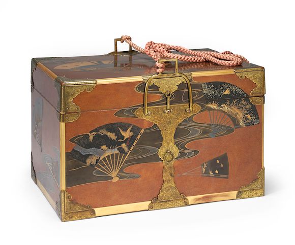 Bonhams : A single lacquer hasami bako (traveling chest) Edo period ...