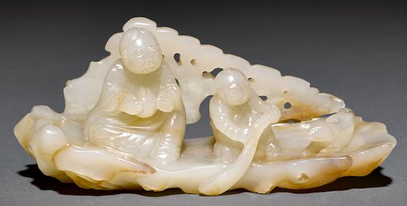 Bonhams : A carved jade tree trunk raft