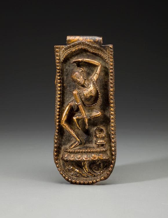 Bonhams : A gilt copper respoussé plaque of Bhringi Nepal, 16th/17th ...