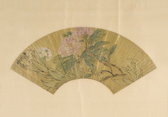 Bonhams : Attributed to Ren Yi (1840-1896) Peonies and Narcissus