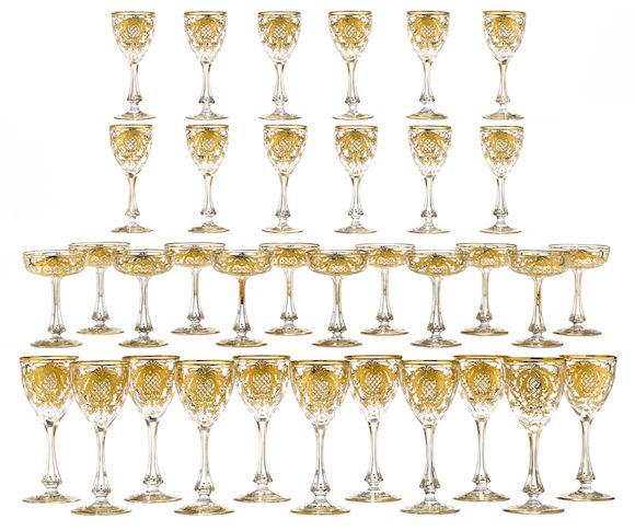 Bonhams : A suite of Continental gilt decorated stemware first quarter 20th century