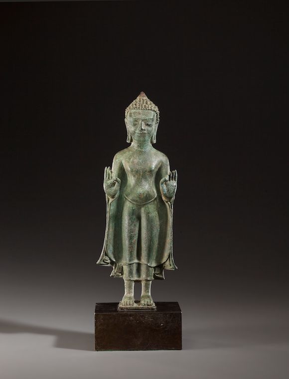 Bonhams : A copper alloy figure of Buddha Thailand, late Mon-Dvaravati ...