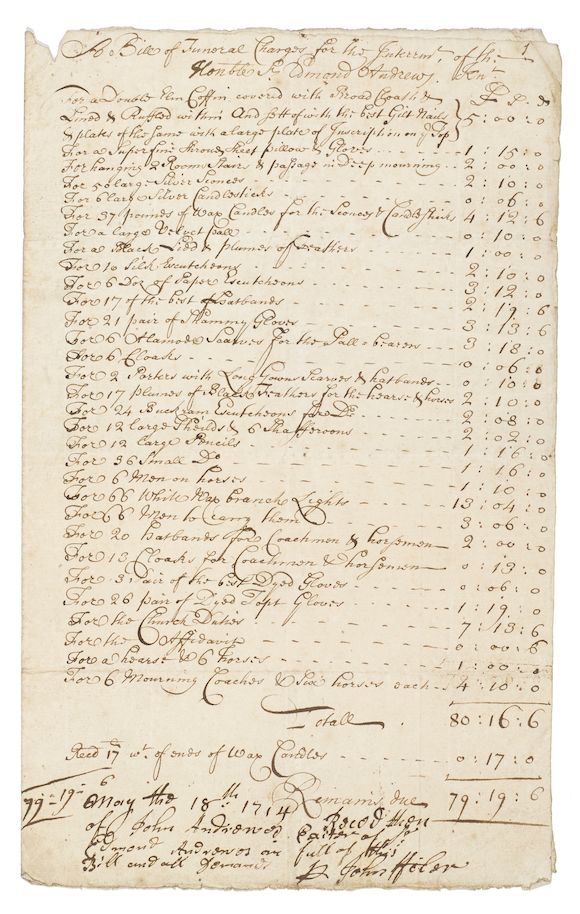 Bonhams : ANDROS, EDMOND. 1637-1714. Manuscript Document, 1 p (with ...