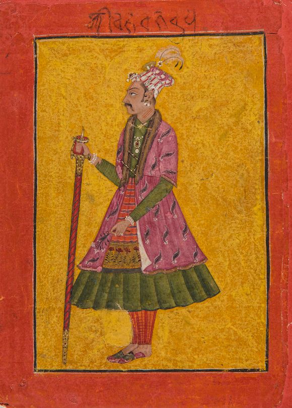Bonhams : A portrait of Raj Man Dhata of Nurpur Nurpur, late 17th century