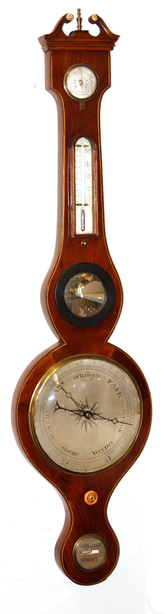 Bonhams : A George III mahogany inlaid banjo barometer first half 19th ...