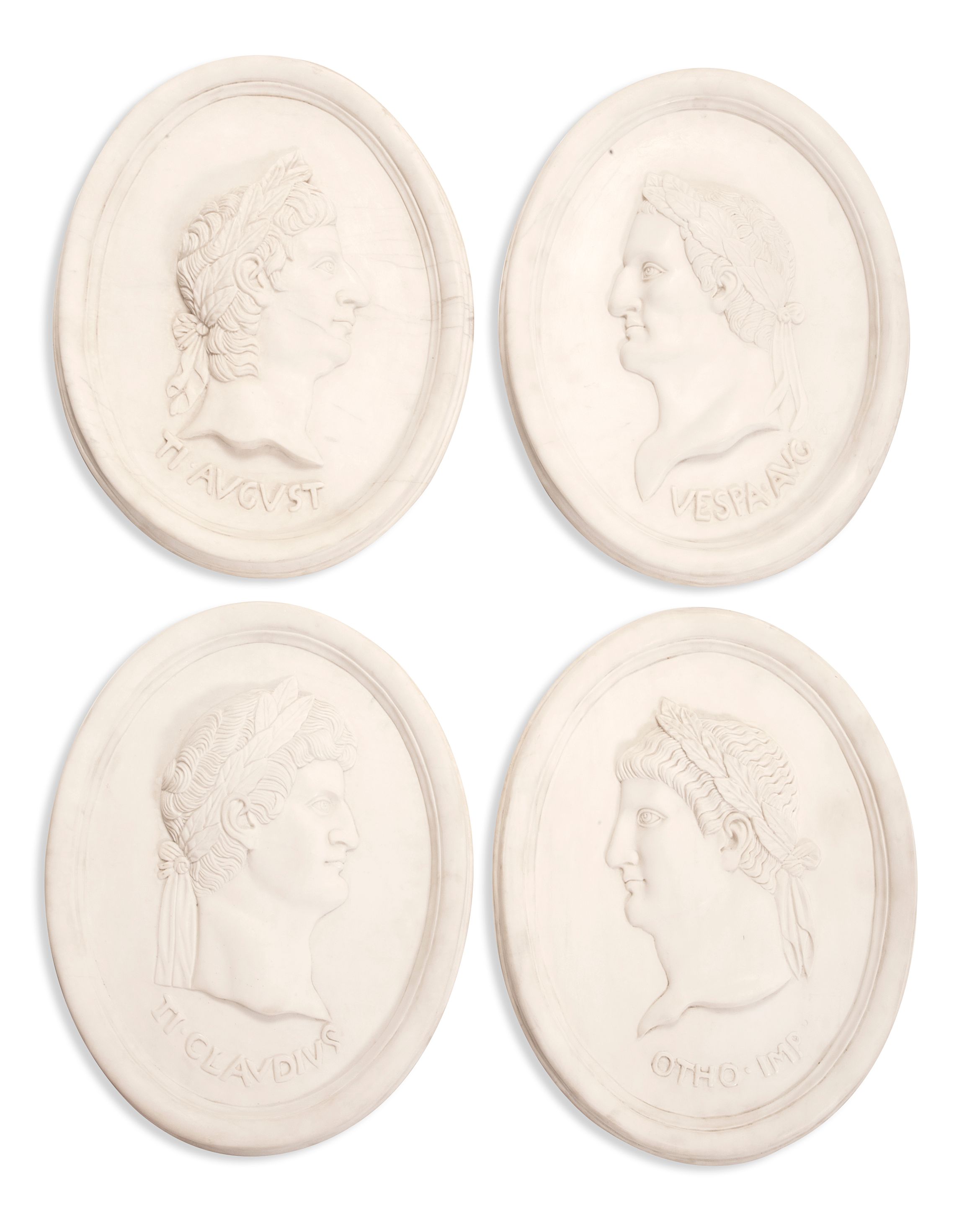 Bonhams : A set of four Baroque style marble relief plaques of Roman ...