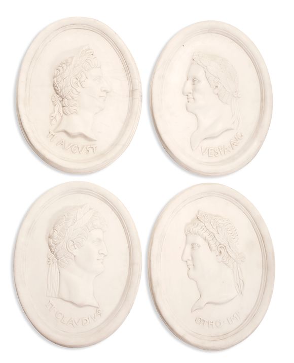 Bonhams : A set of four Baroque style marble relief plaques of Roman ...