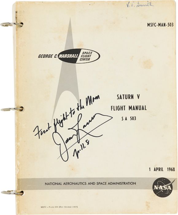 Bonhams : APOLLO 8 - SATURN V FLIGHT MANUAL. SIGNED BY LOVELL. Saturn V ...