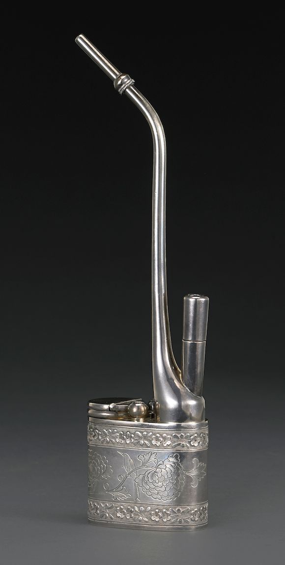 Bonhams : A silver opium pipe Late Qing dynasty