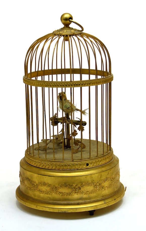 Bonhams : A French gilt metal singing bird cage automaton first half ...