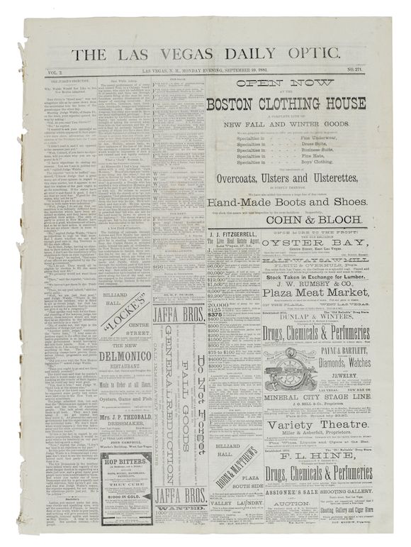 Bonhams : BILLY THE KID AND DAVE RUDABAUGH. The Las Vegas Daily Optic ...