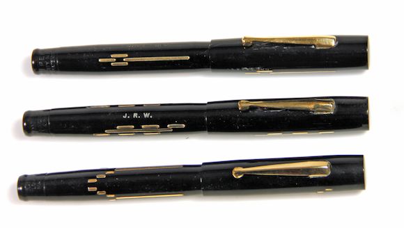 Bonhams : CHILTON: Wing-Flow Black Celluloid & Gold-Plated Inlay Lot of ...