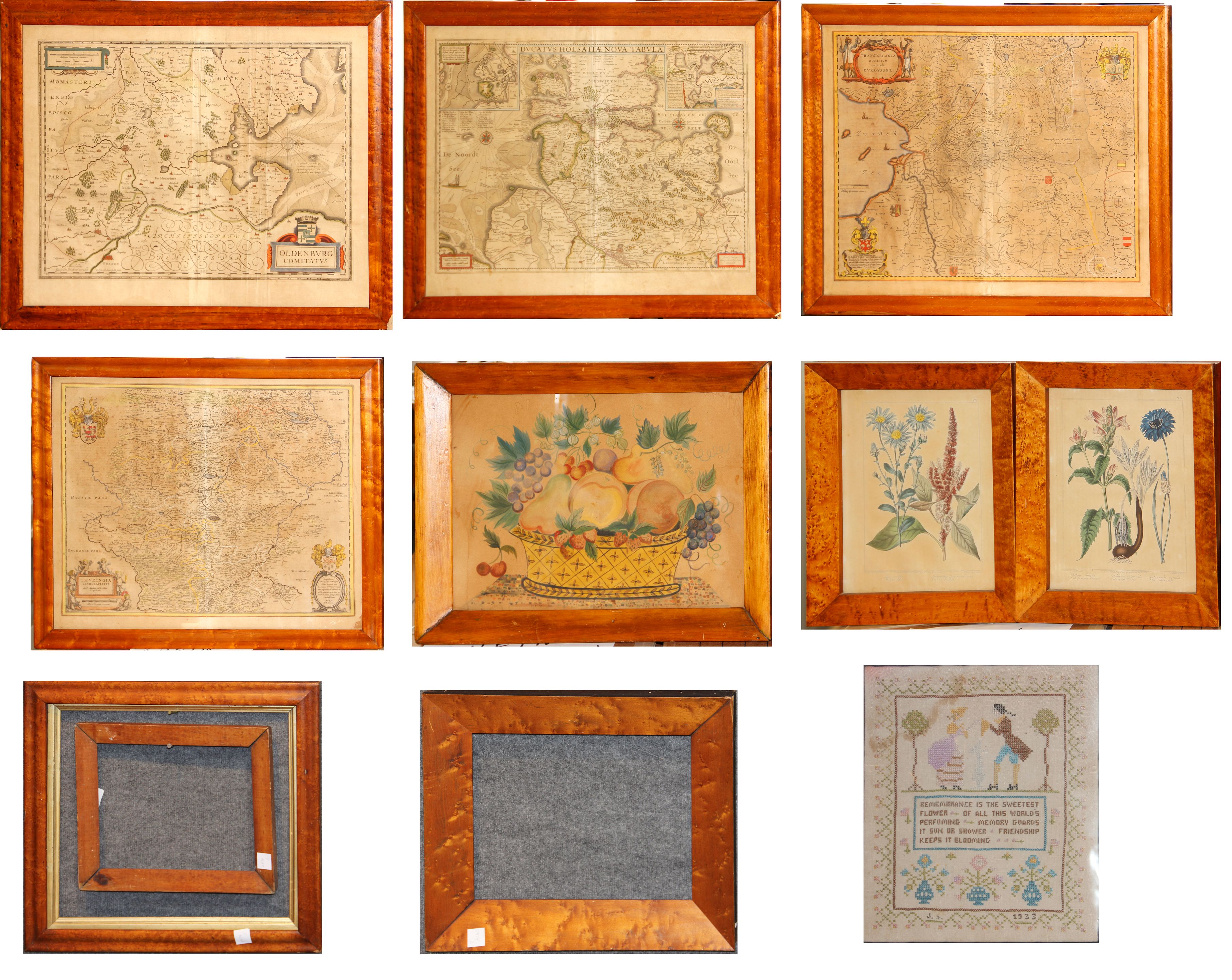Maps: A framed, hand coloured county map - auctions & price archive