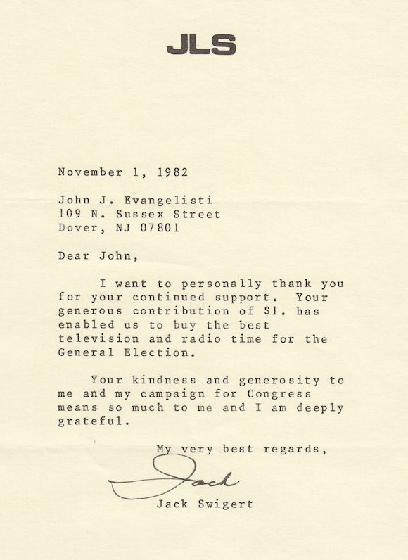 Bonhams : ASTRONAUT SWIGERT NOW ELECTED TO CONGRESS, TYPED LETTER ...