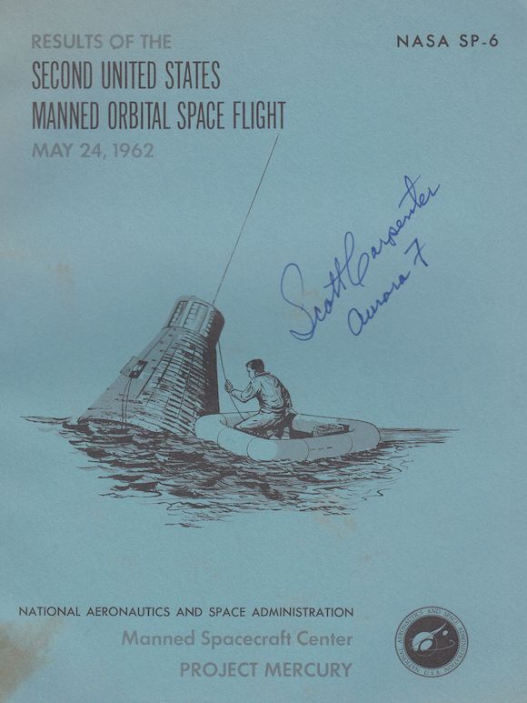 Bonhams : CARPENTER SIGNED ORBITAL FLIGHT REPORT. Results of the Second ...