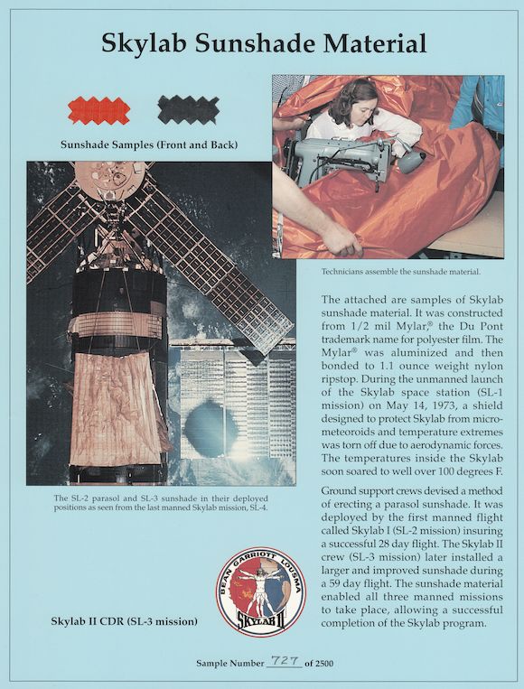 Bonhams : THE MATERIAL THAT ALLOWED SKYLAB TO BE A FLIGHT SUCCESS ...