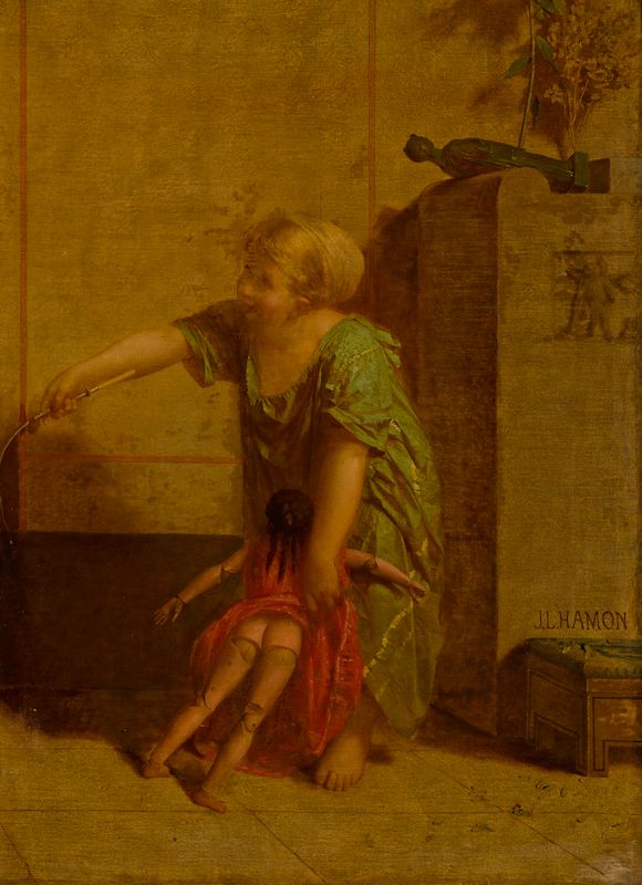 Bonhams : Jean Louis Hamon (French, 1821-1874) Discipline 42 1/2 x 31in