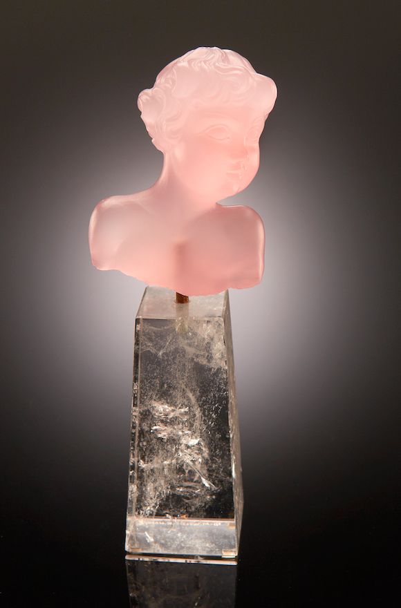 Bonhams : Rose Quartz and Rock Crystal Carving Depicting Cupid by ...
