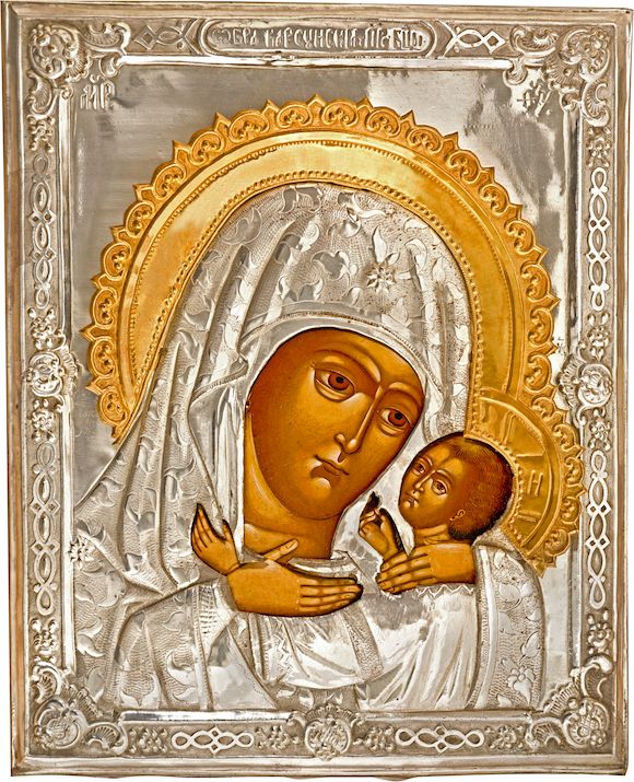Bonhams : Icon of the Korsun Mother of GodRussia, 1860-1900