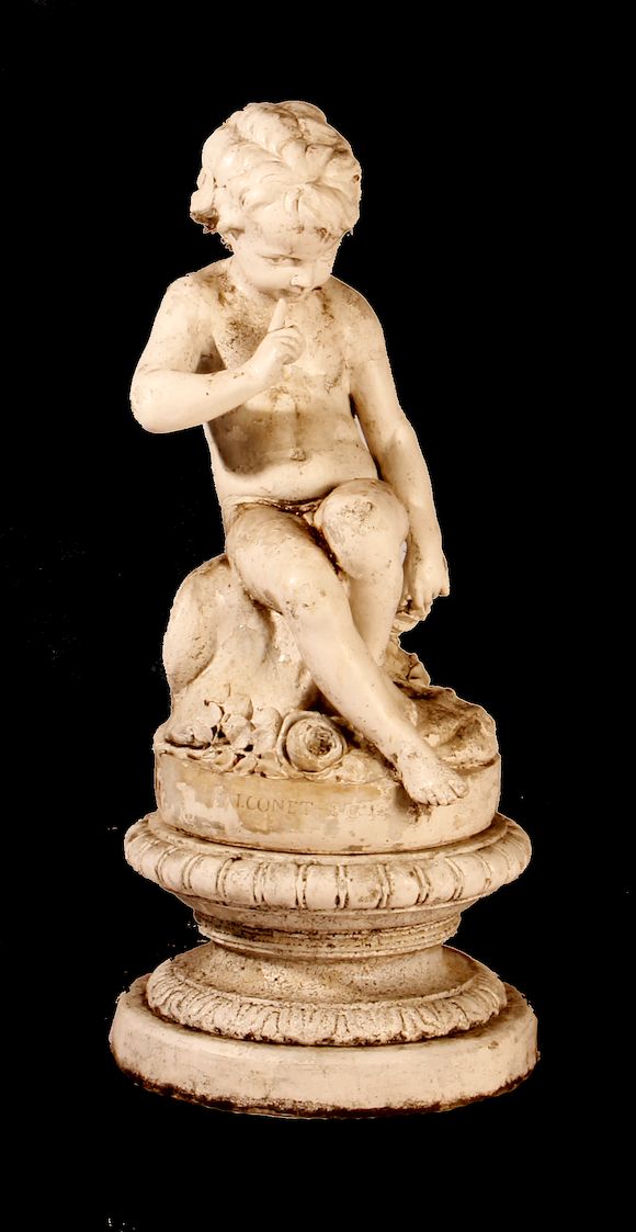 Bonhams : A Neoclassical style painted cast stone figure of young Cupid ...