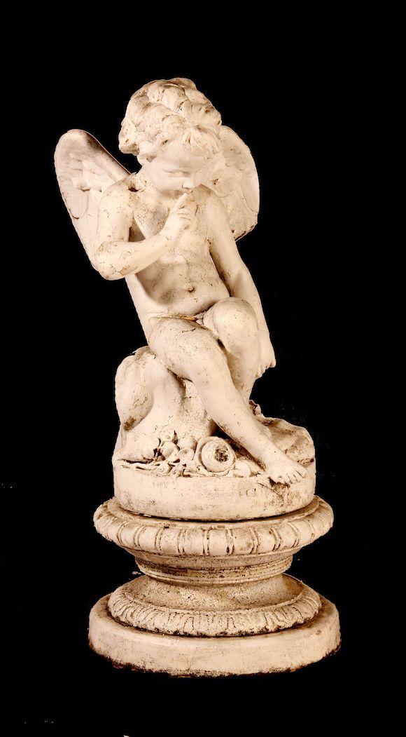 Bonhams : A Neoclassical style painted cast stone figure of young Cupid ...