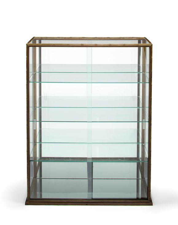 Bonhams : A patinated bronze, brass and glass table-top display case ...