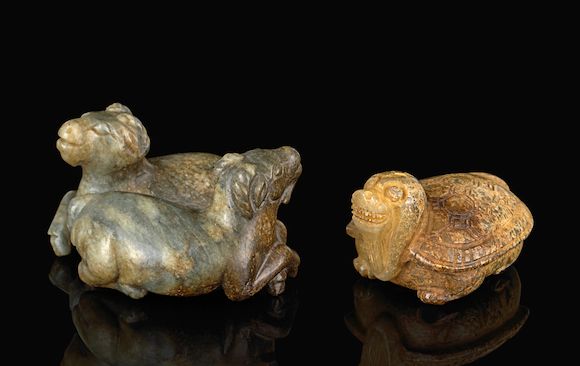 Bonhams : Two russet jade animal carvings Qing dynasty