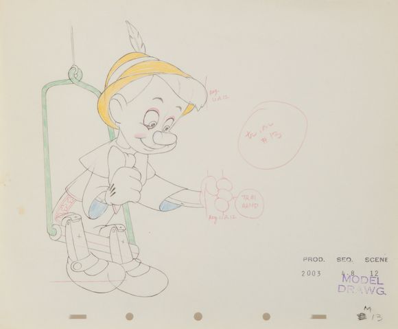 Bonhams : A Walt Disney Studios animation model drawing from Pinocchio
