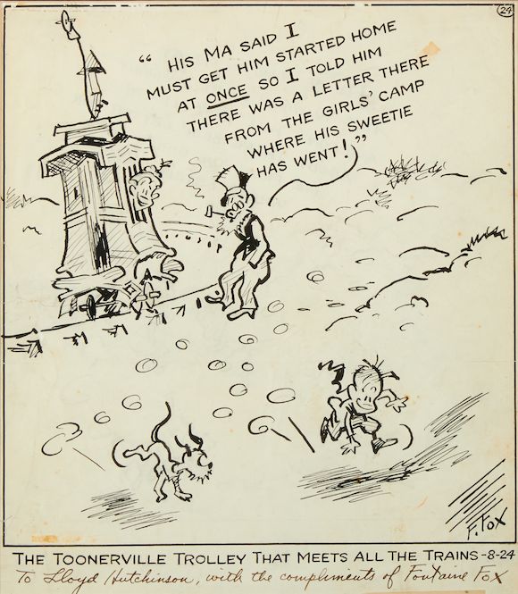 Bonhams : Two original cartoons - one Fontaine Fox and one Cliff Sterrett