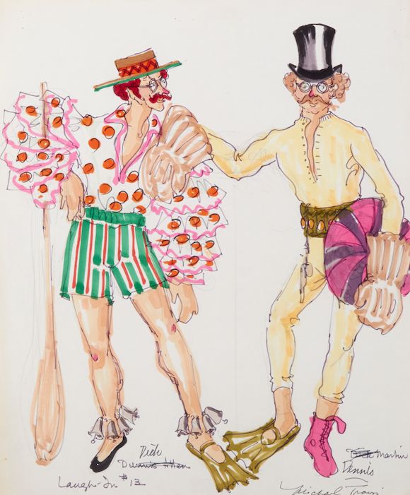 Bonhams : A group of Michael Travis costume designs for Laugh-In