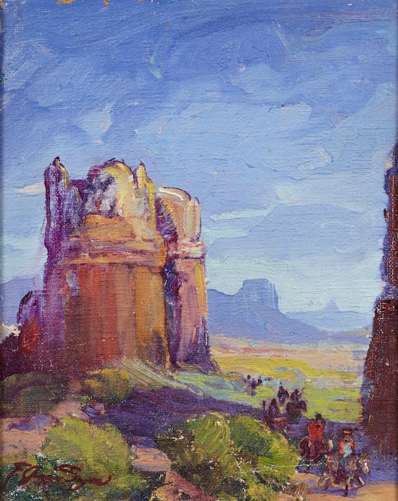 Bonhams : Fred Grayson Sayre (American, 1879-1939) Riders in Monument ...