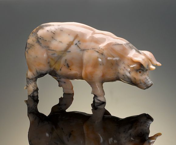 Bonhams : Gemstone Carving of a Pig
