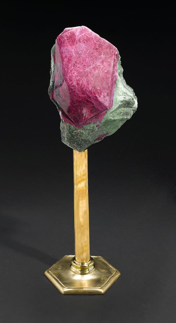 Bonhams : Massive Ruby Crystal in Zoisite -The Largest Ruby Crystal to ...