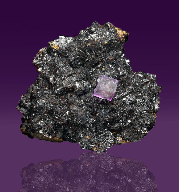Bonhams : Sphalerite with Purple Fluorite