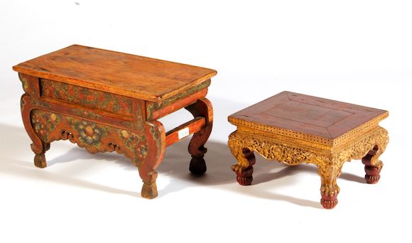 Bonhams : A painted wood Tibetan lamasery table