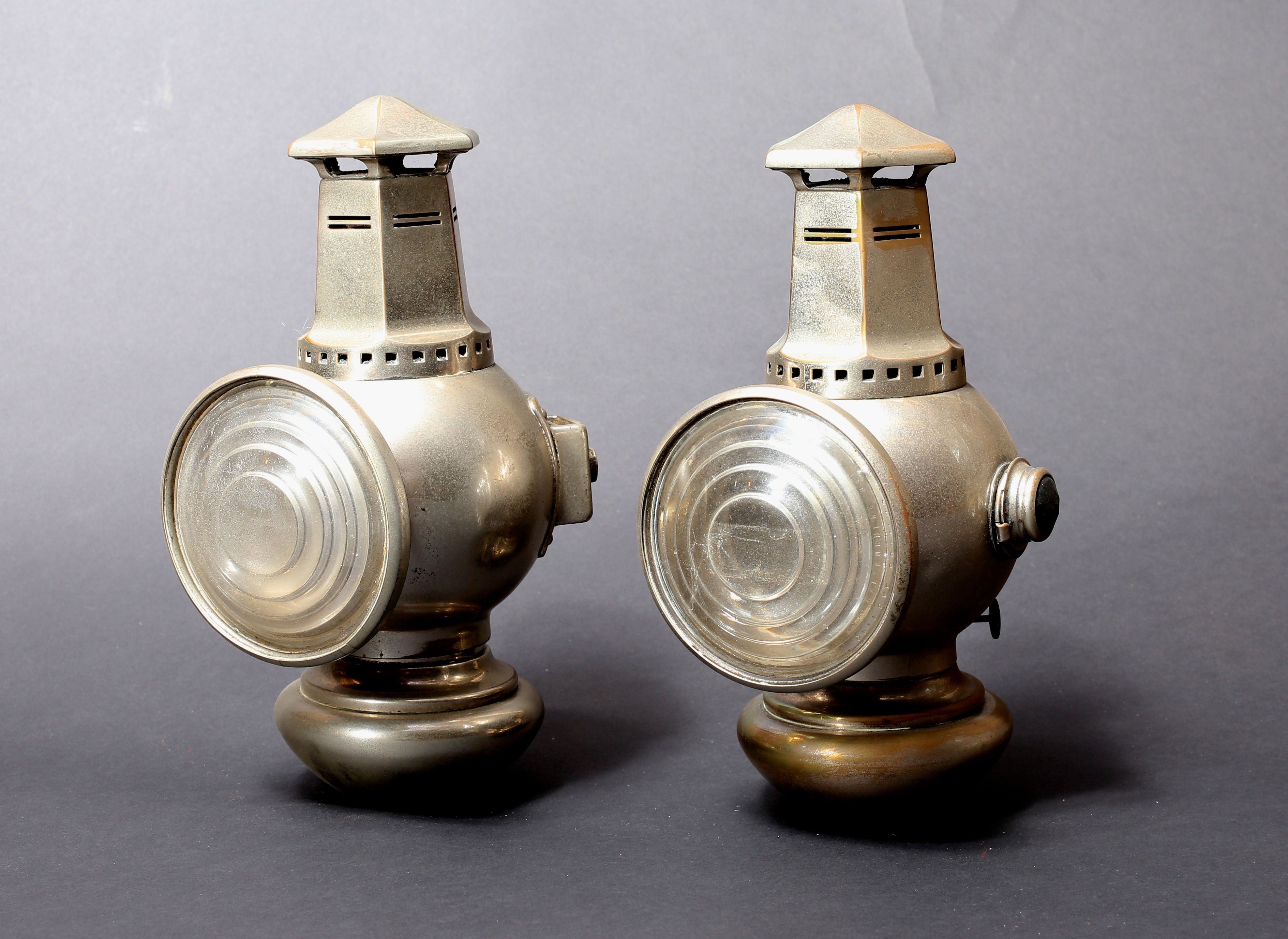 Bonhams Cars : A pair of 1912 Pierce-Arrow nickel-plated sidelights,