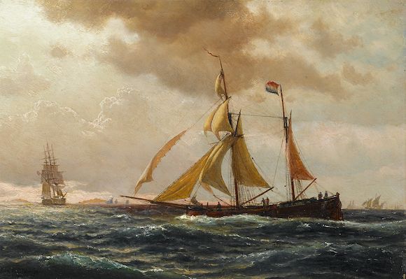 Bonhams : John F. C. Petersen (American, 1839-1874) A merchant brig in ...