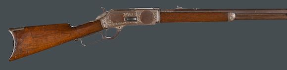 Bonhams : A custom engraved Winchester Model 1876 lever action rifle