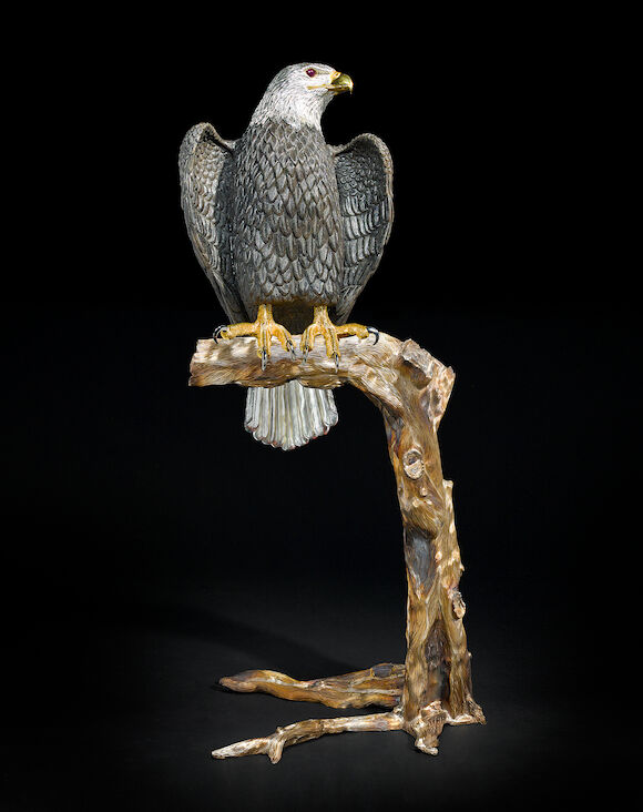 Bonhams : Monumental Obsidian Carving of an Eagle