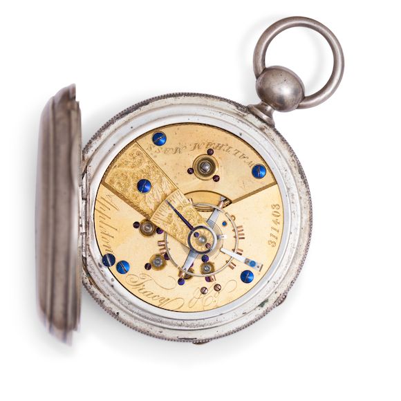 Bonhams : Waltham. An unusual silver open face watch with ...