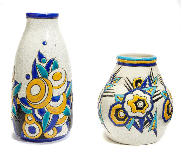 Bonhams Two Boch Frères Glazed Earthenware Vases Circa 1925