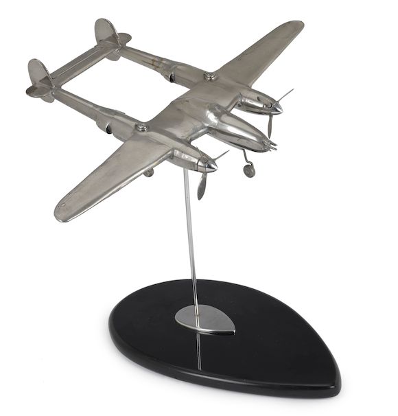 Bonhams : A chrome-plated desk top model of a USAAF Lockheed P-38 ...